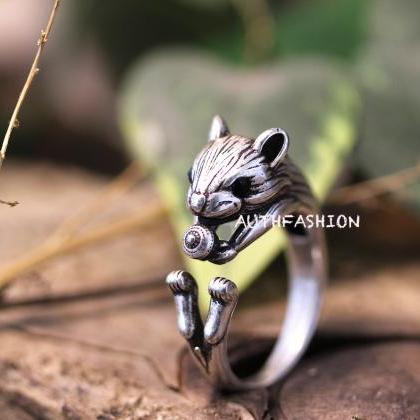 Adjustable Squirrel Ring Animal Unique Antique Jewelry Size Gift Idea ...