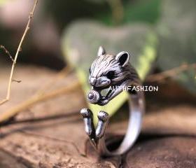 Adjustable Squirrel Ring Animal Unique Antique Jewelry Size Gift Idea ...