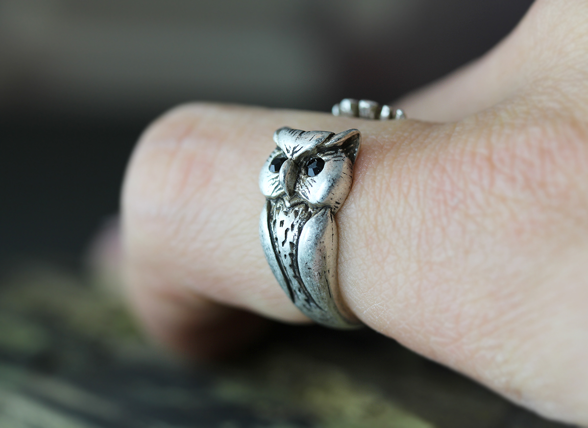 Lucky Owl Ring Women's Unique Animal Bird Ring Jewelry Adjustable Gift ...
