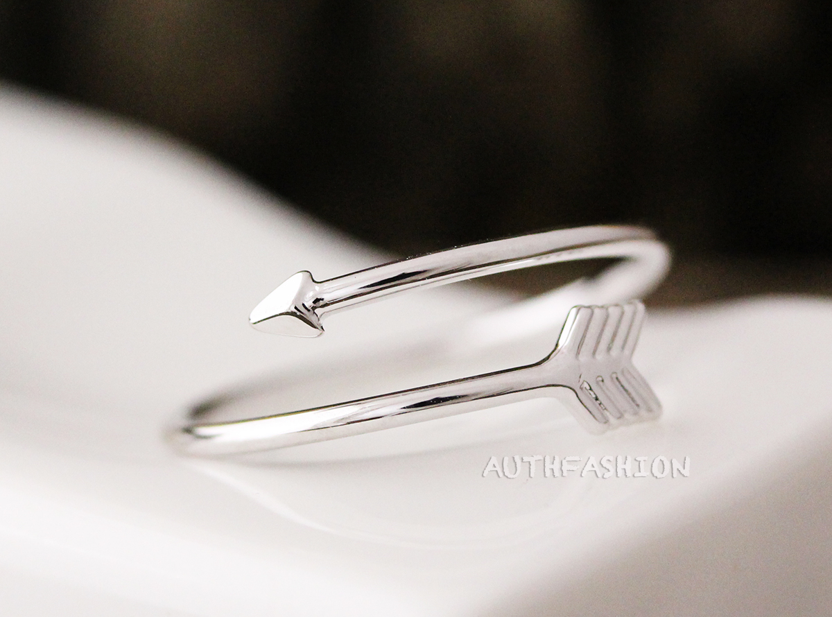 Simple Arrow Ring Adjustable Wrap Ring Jewelry Size Glossy Silver Byr25 ...