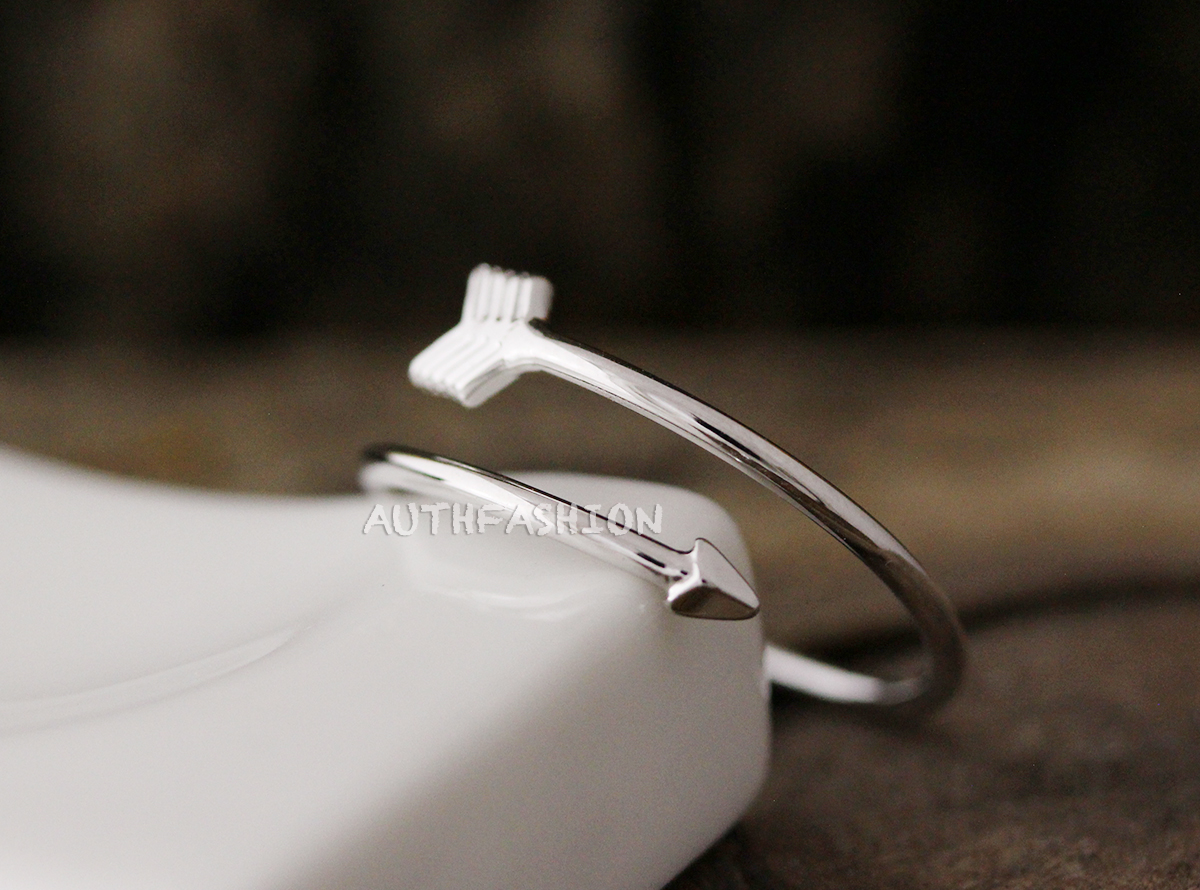 Simple Arrow Ring Adjustable Wrap Ring Jewelry Size Glossy Silver Byr25 ...