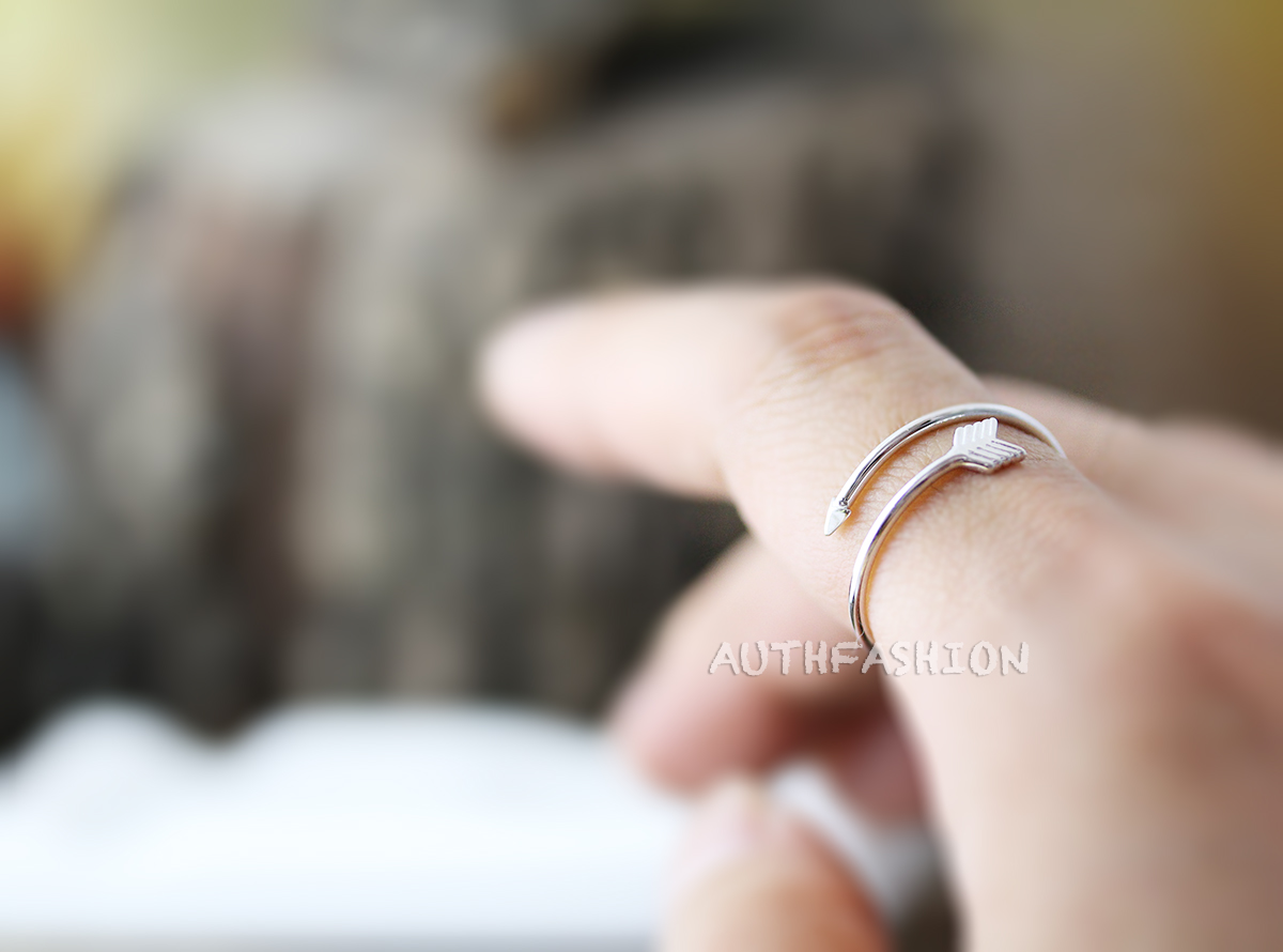 Simple Arrow Ring Adjustable Wrap Ring Jewelry Size Glossy Silver Byr25 ...