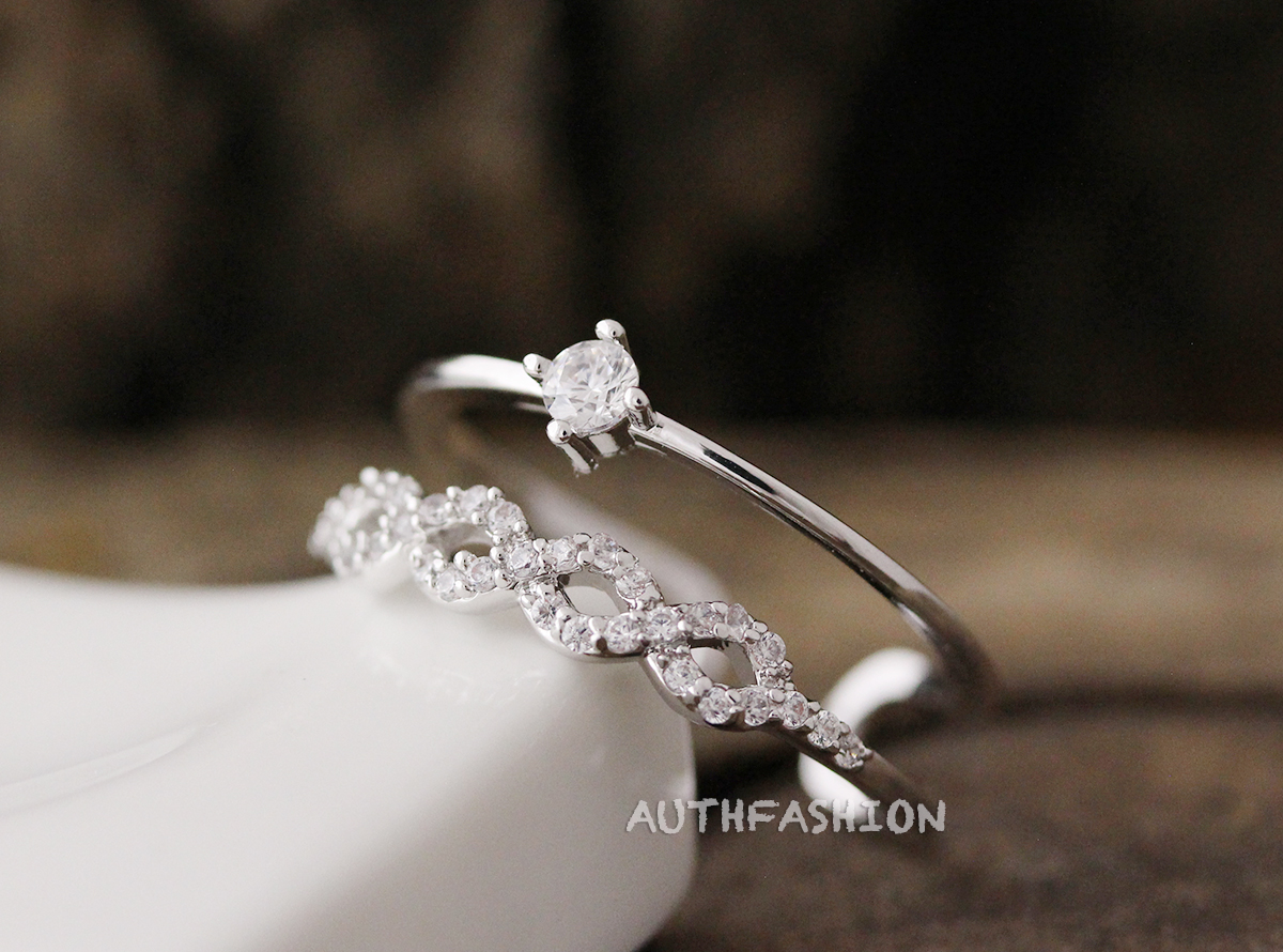 Adjustable Crystal Double Ring Gorgeous Unique Twist Ring Jewelry Gift ...