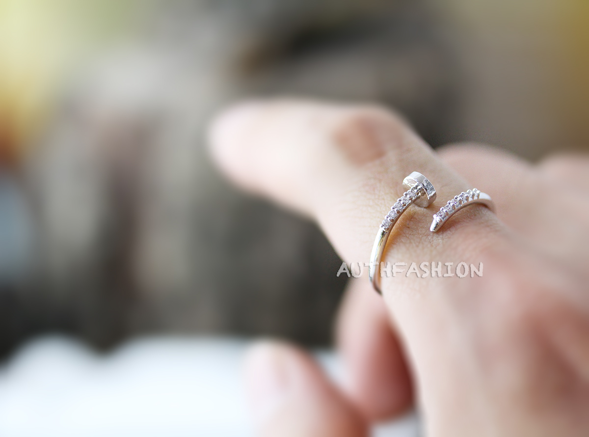 Crystal Slim Nail Ring Unique Funny Jewelry Silver Plated Ring Gift ...