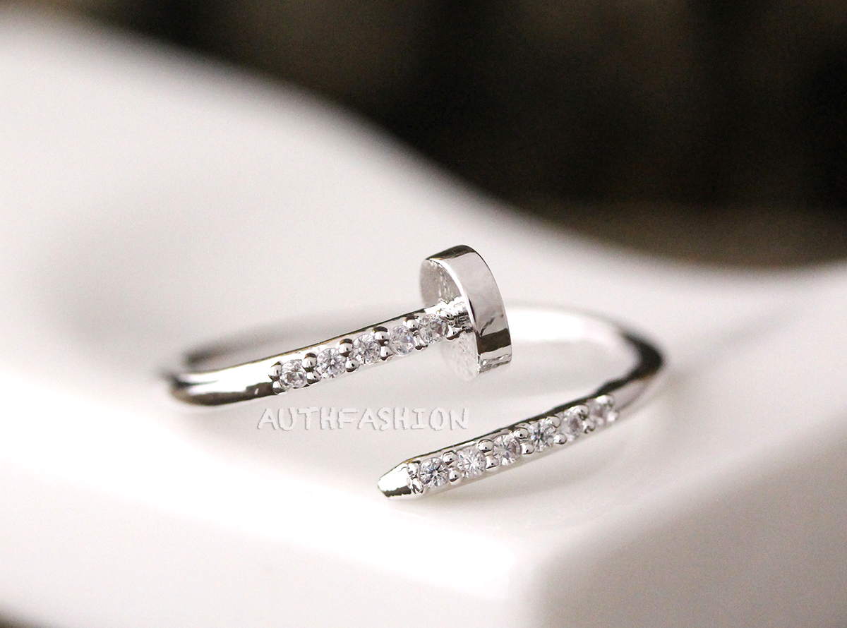 Crystal Slim Nail Ring Unique Funny Jewelry Silver Plated Ring Gift ...