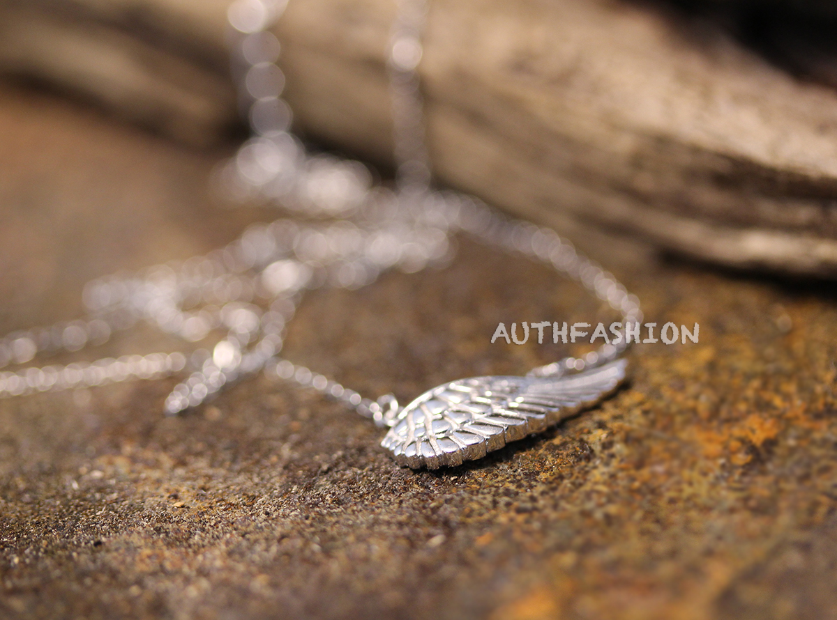 Sterling Silver Angel Wing Pendant Necklace Women's Classic Jewelry on ...